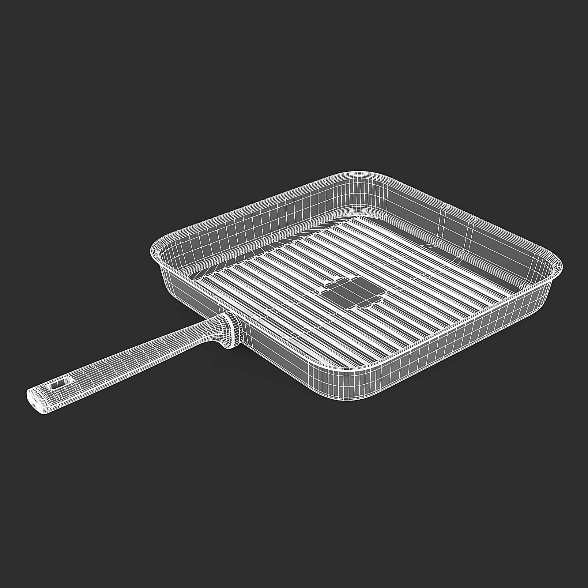 Grill Frying Pan - 3D Model by fusemesh
