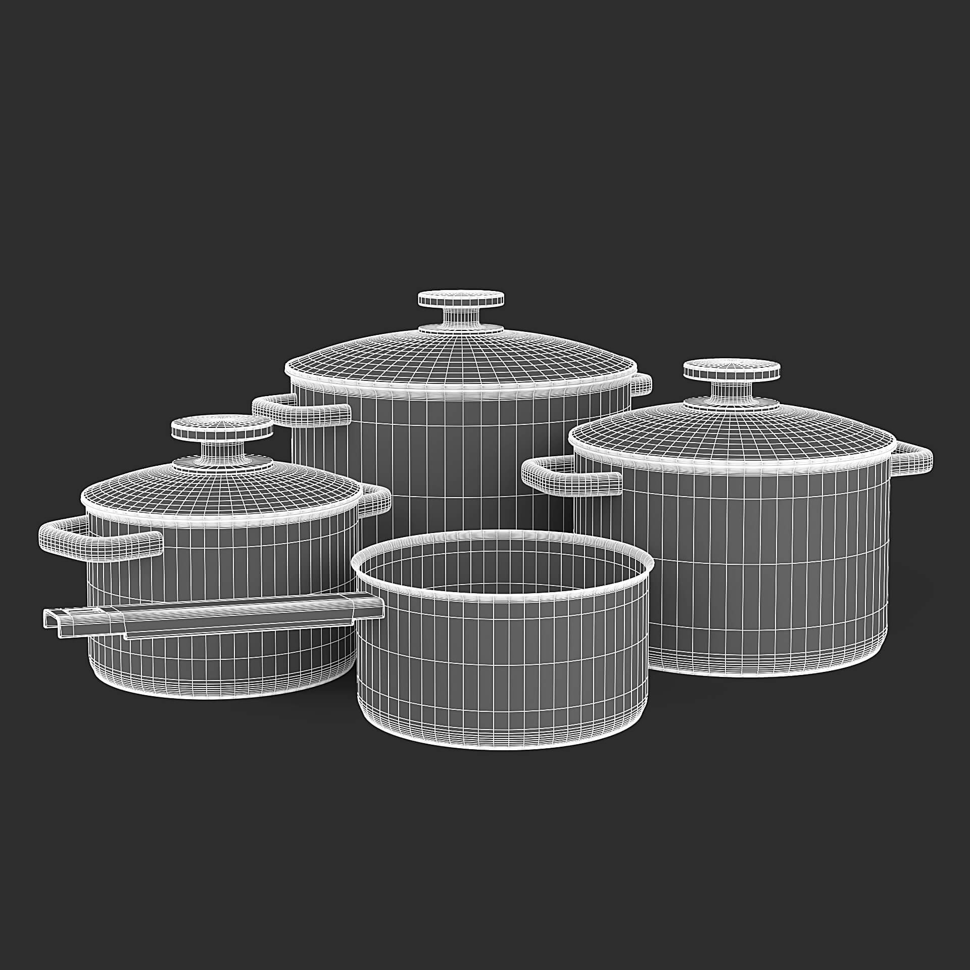 Kitchen Pots - 3D Model by fusemesh