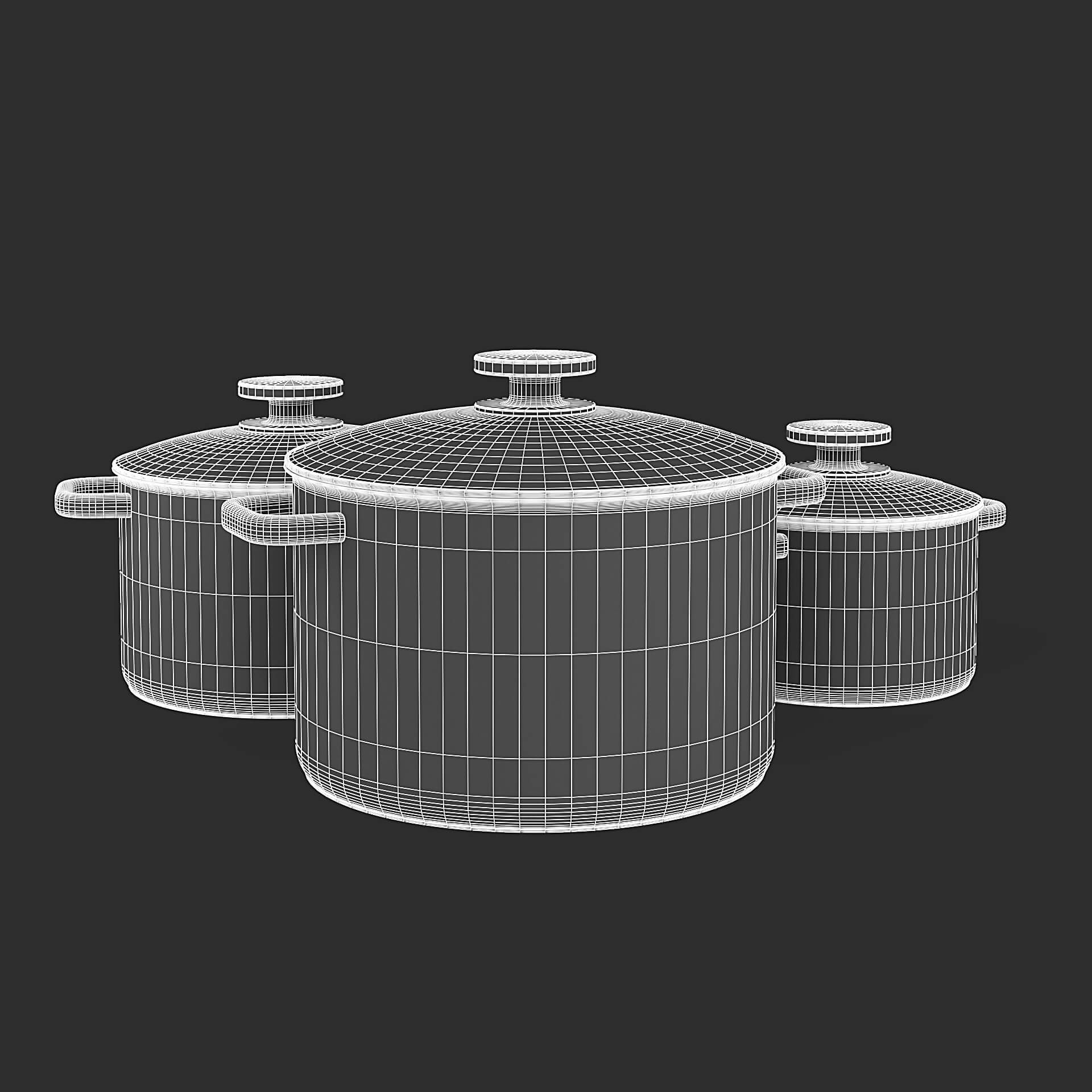 Kitchen Pots - 3D Model by fusemesh