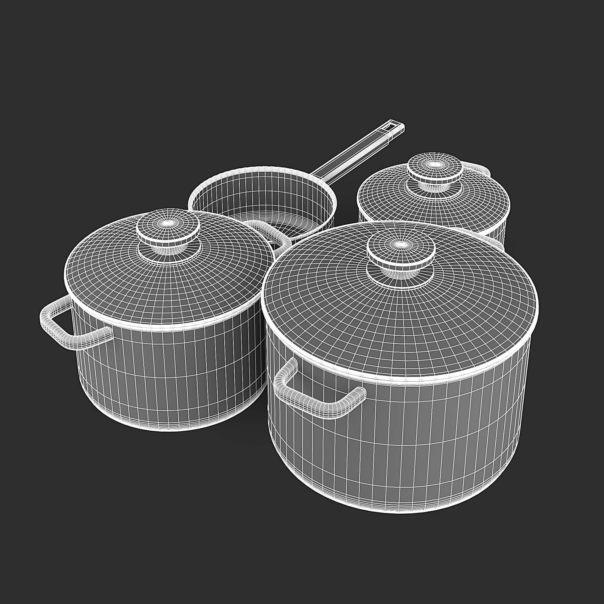 Kitchen Pots - 3D Model by fusemesh