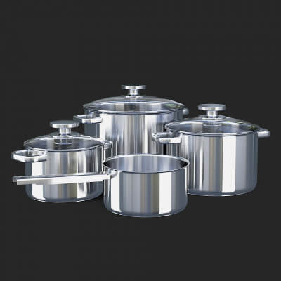 Kitchen Pots - 3D Model by fusemesh