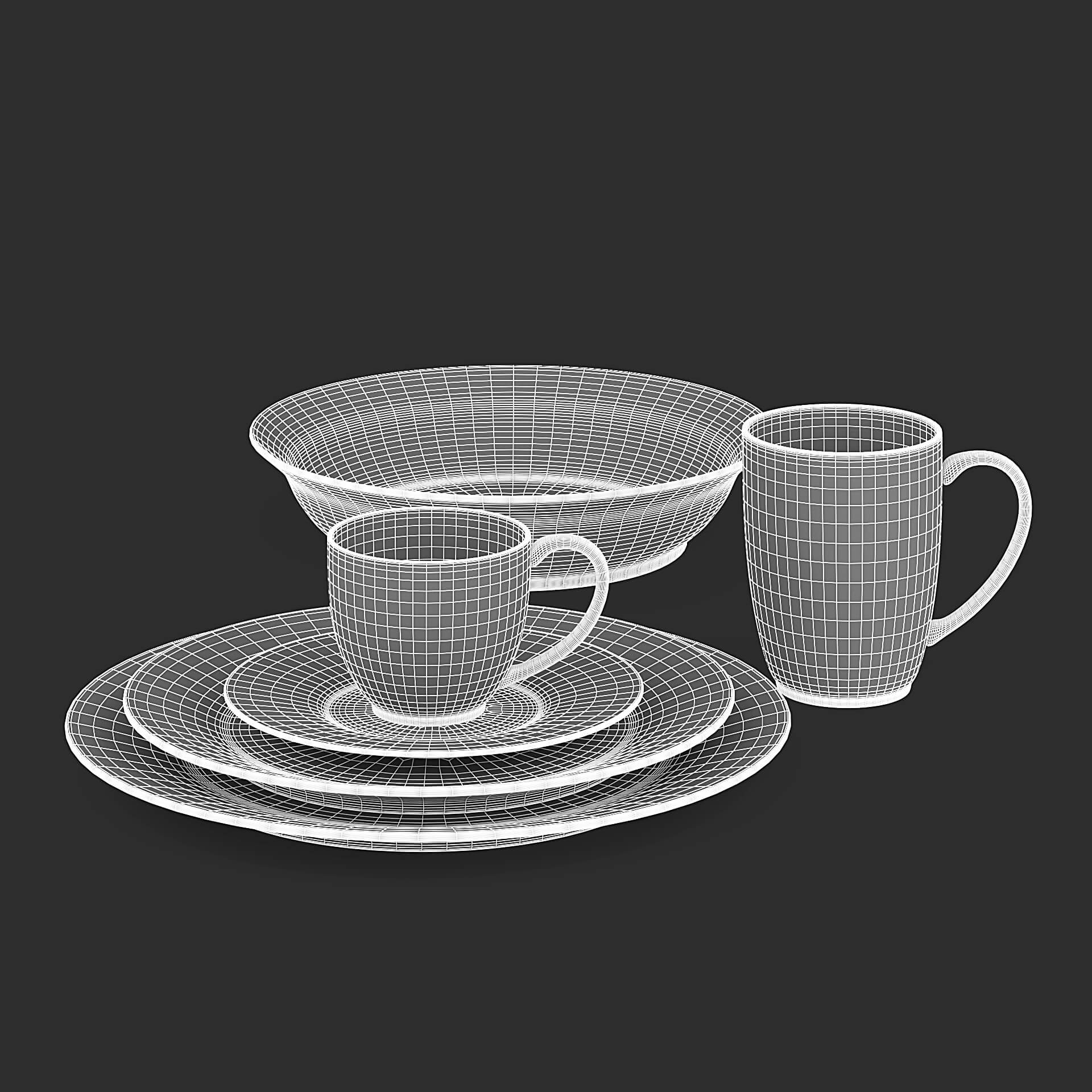 Tableware Set V - 3D Model by fusemesh