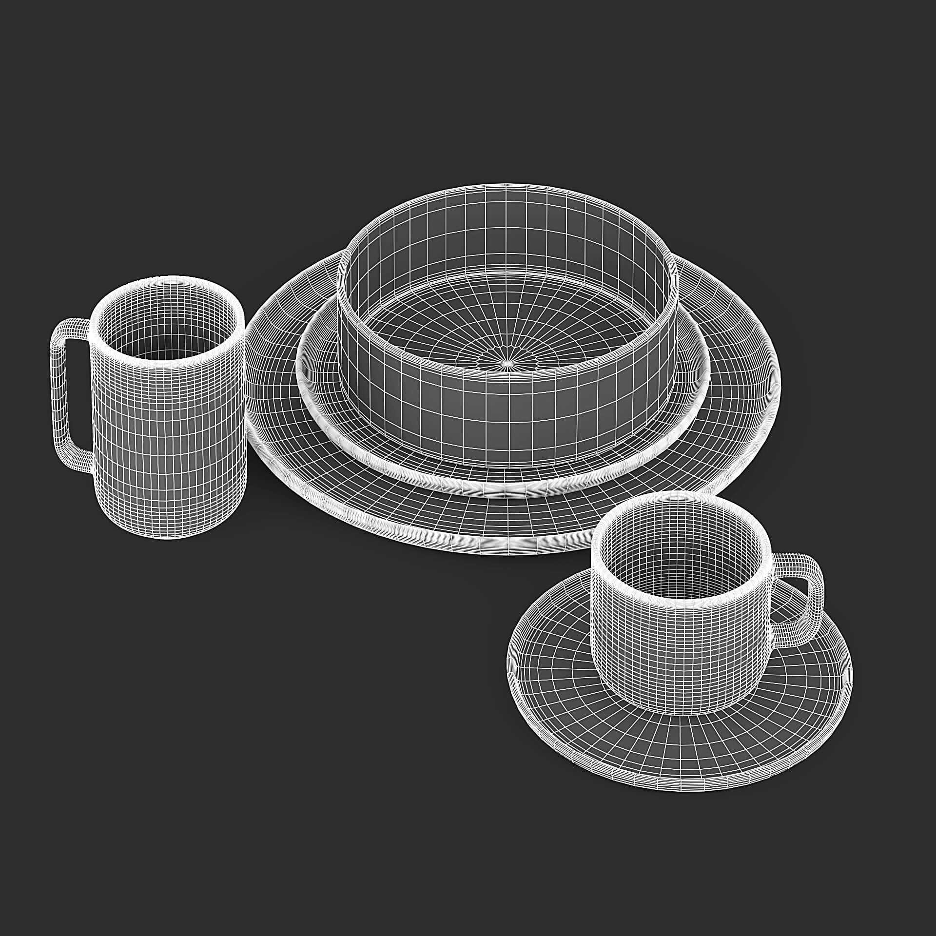Tableware Set - 3D Model by fusemesh