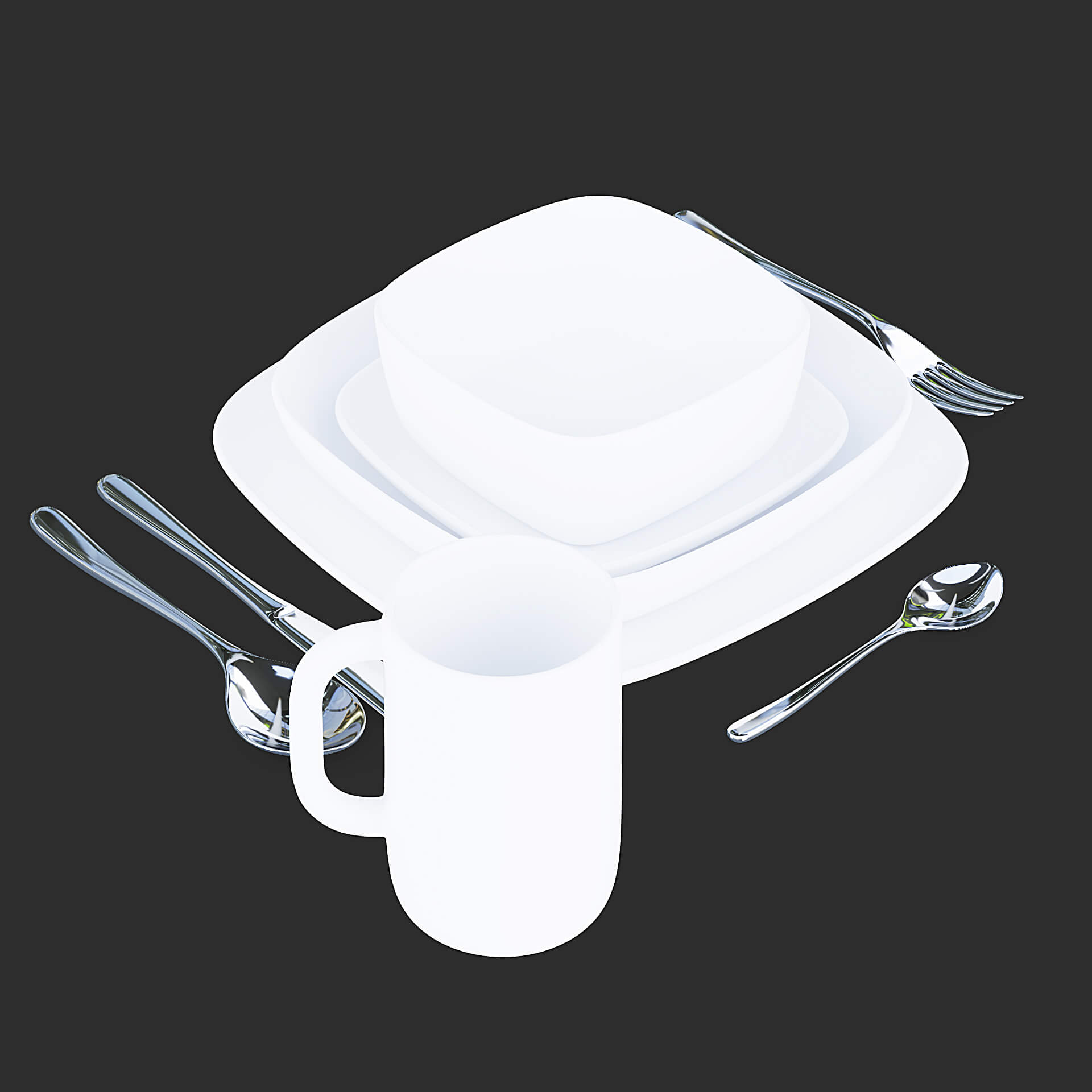 White Tableware - 3D Model by fusemesh