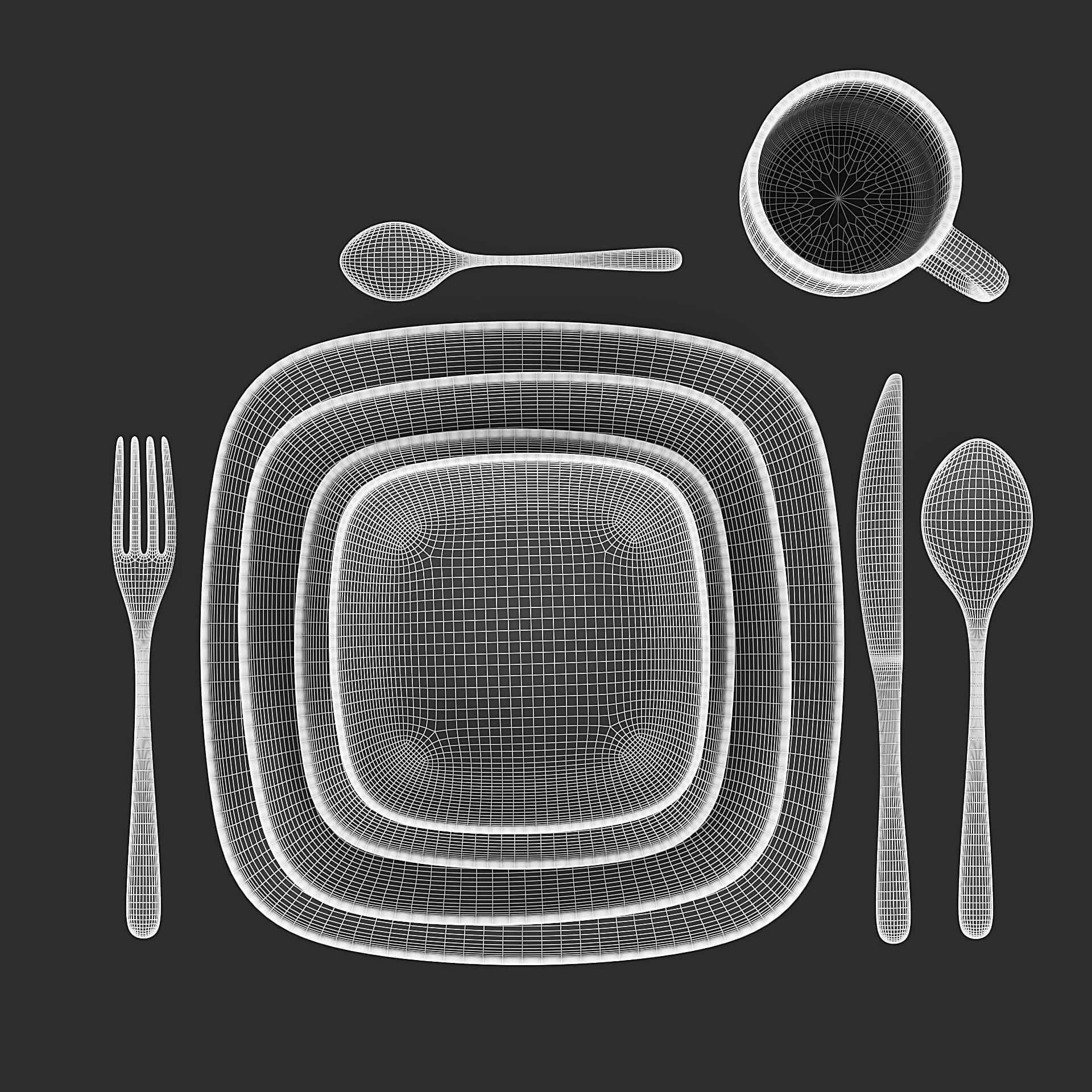 White Tableware - 3D Model by fusemesh