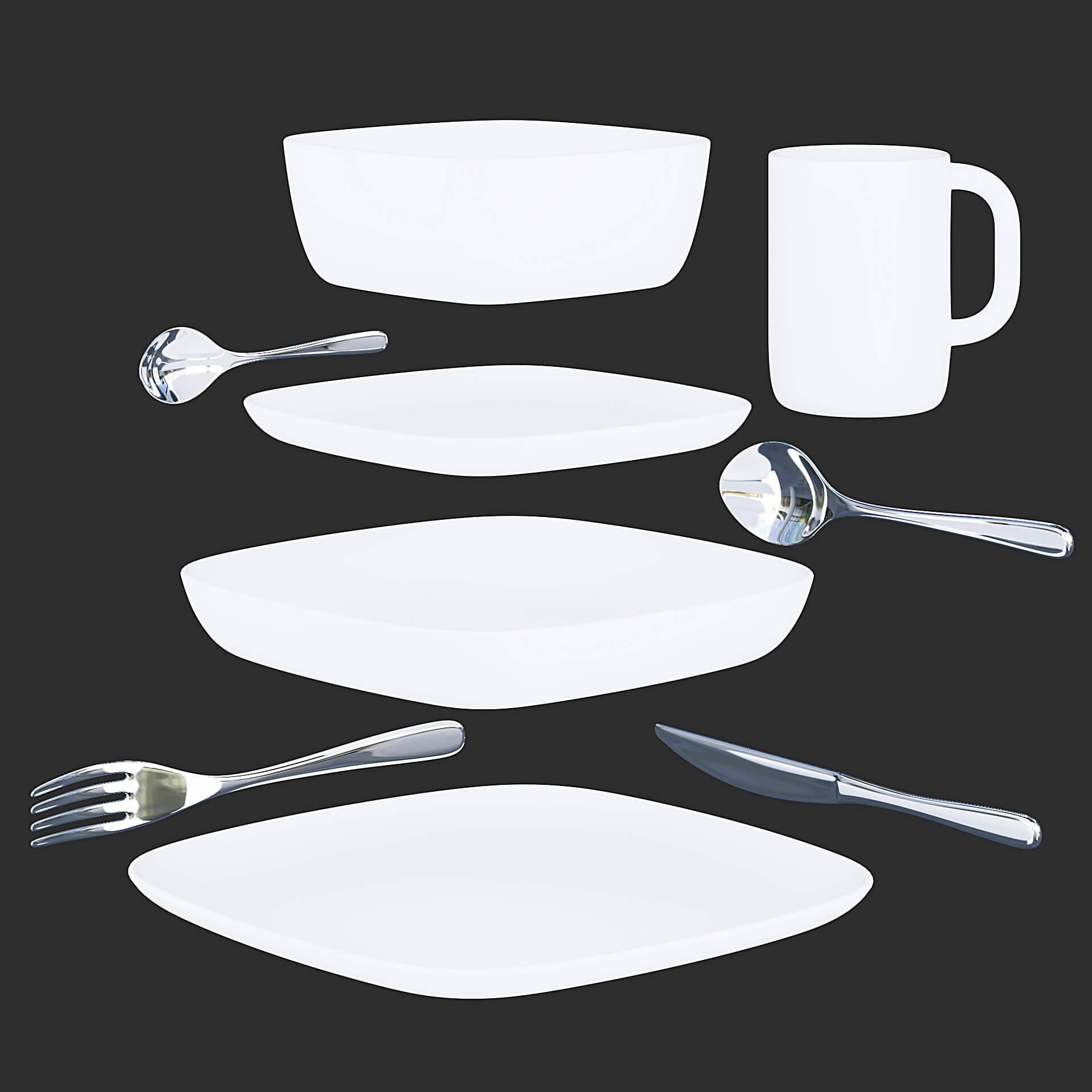 White Tableware - 3D Model by fusemesh