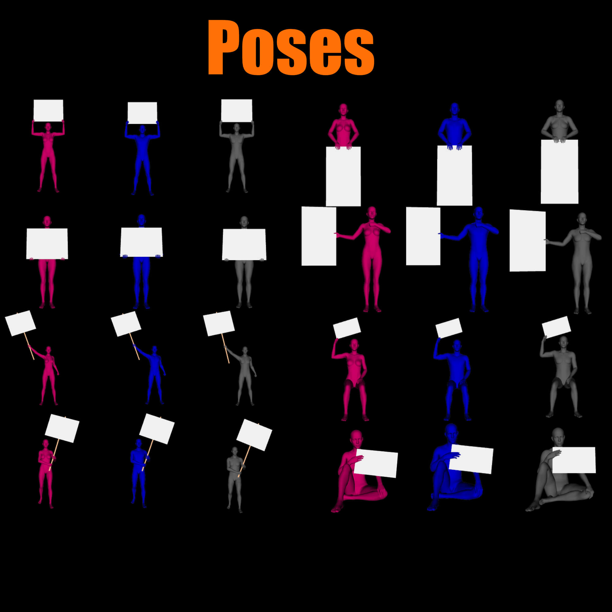 G3R Sign Props and Poses - Daz Content by G3 Renderworks