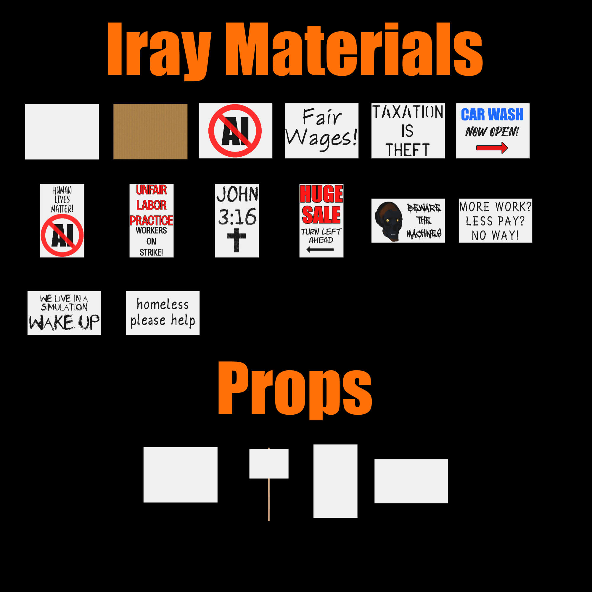 G3R Sign Props and Poses - Daz Content by G3 Renderworks