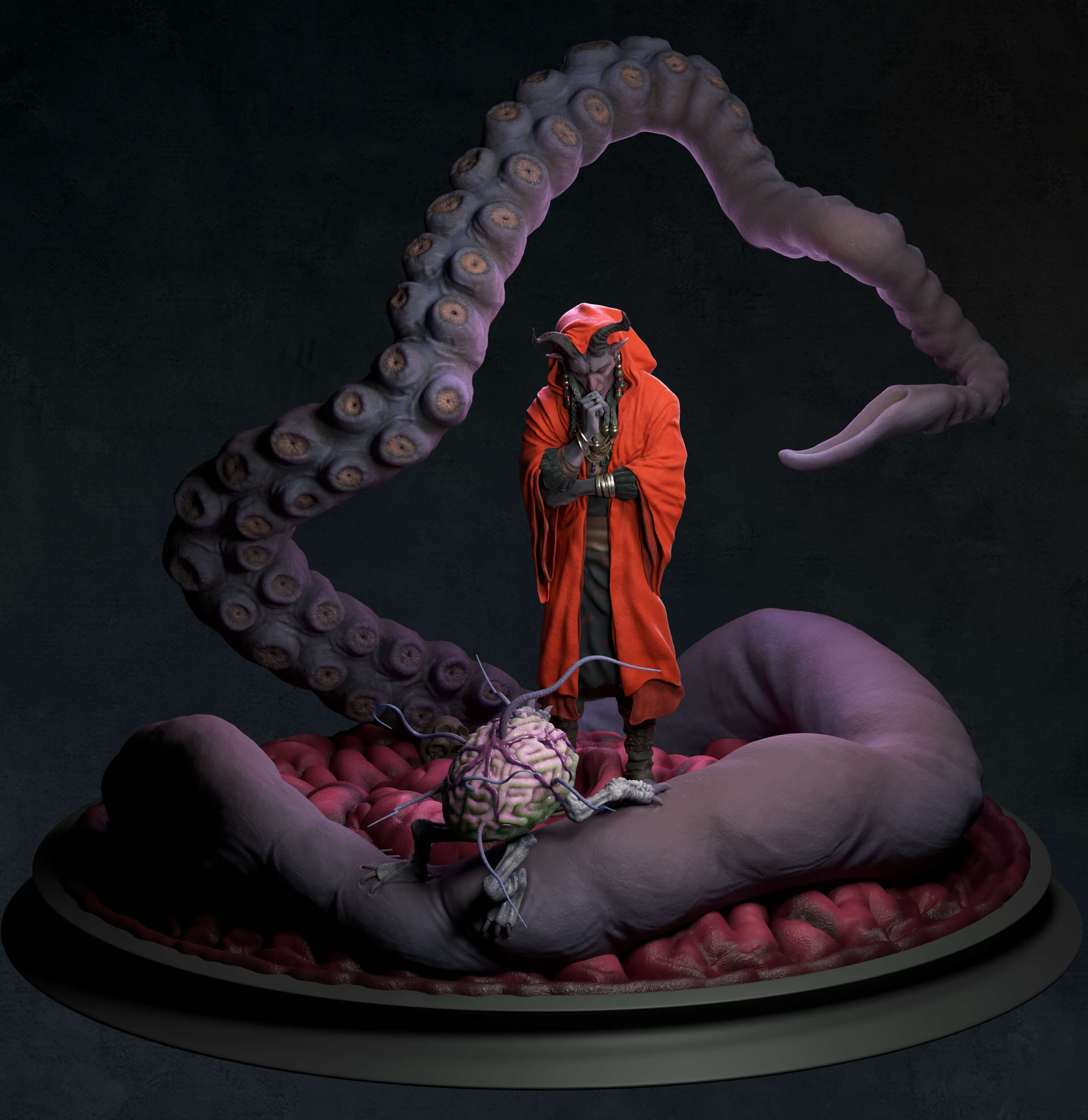 Tiefling and US From Baldurs Gate 3 Fan Art 3D Render