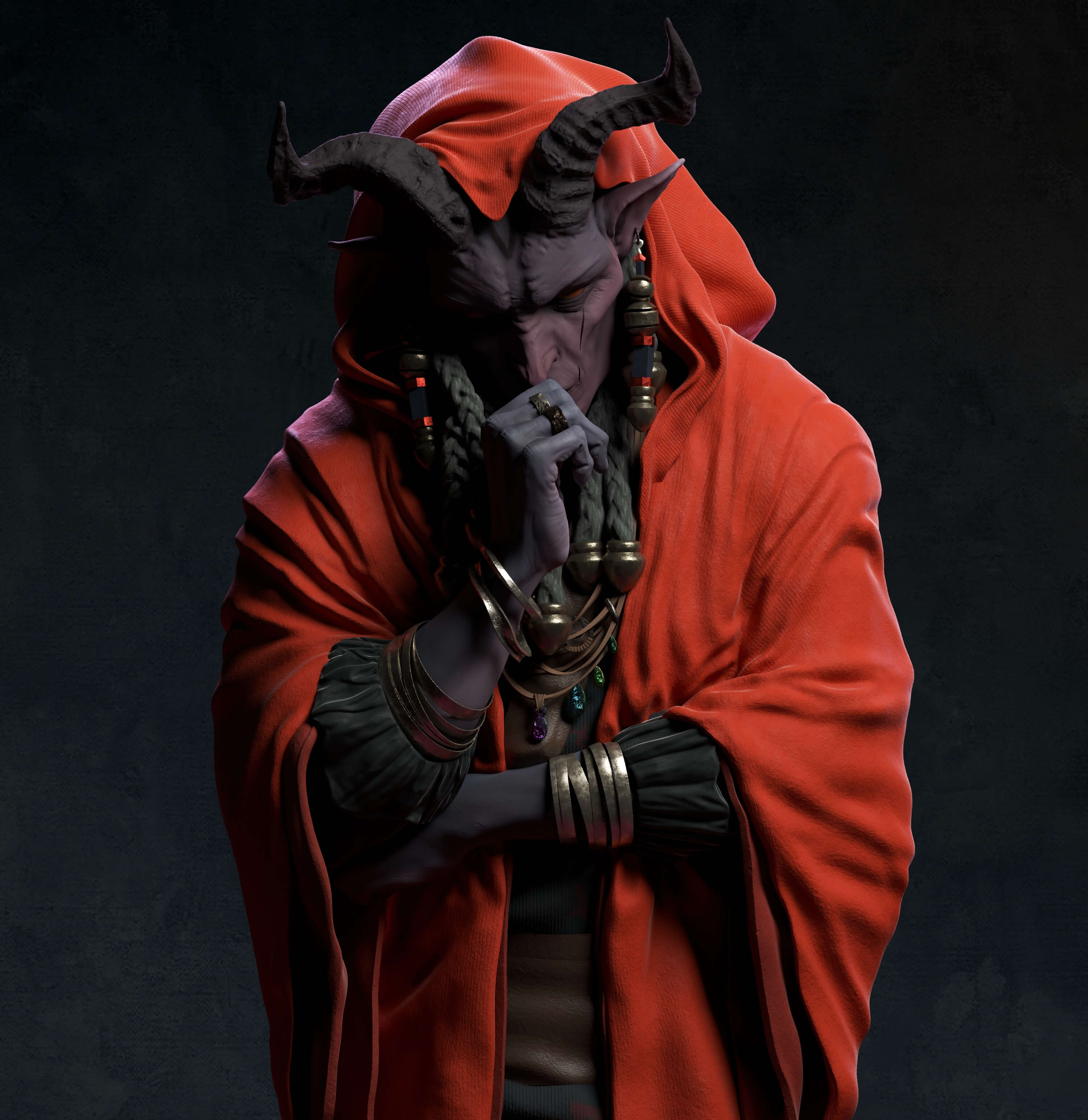 Tiefling and US From Baldurs Gate 3 Fan Art 3D Render