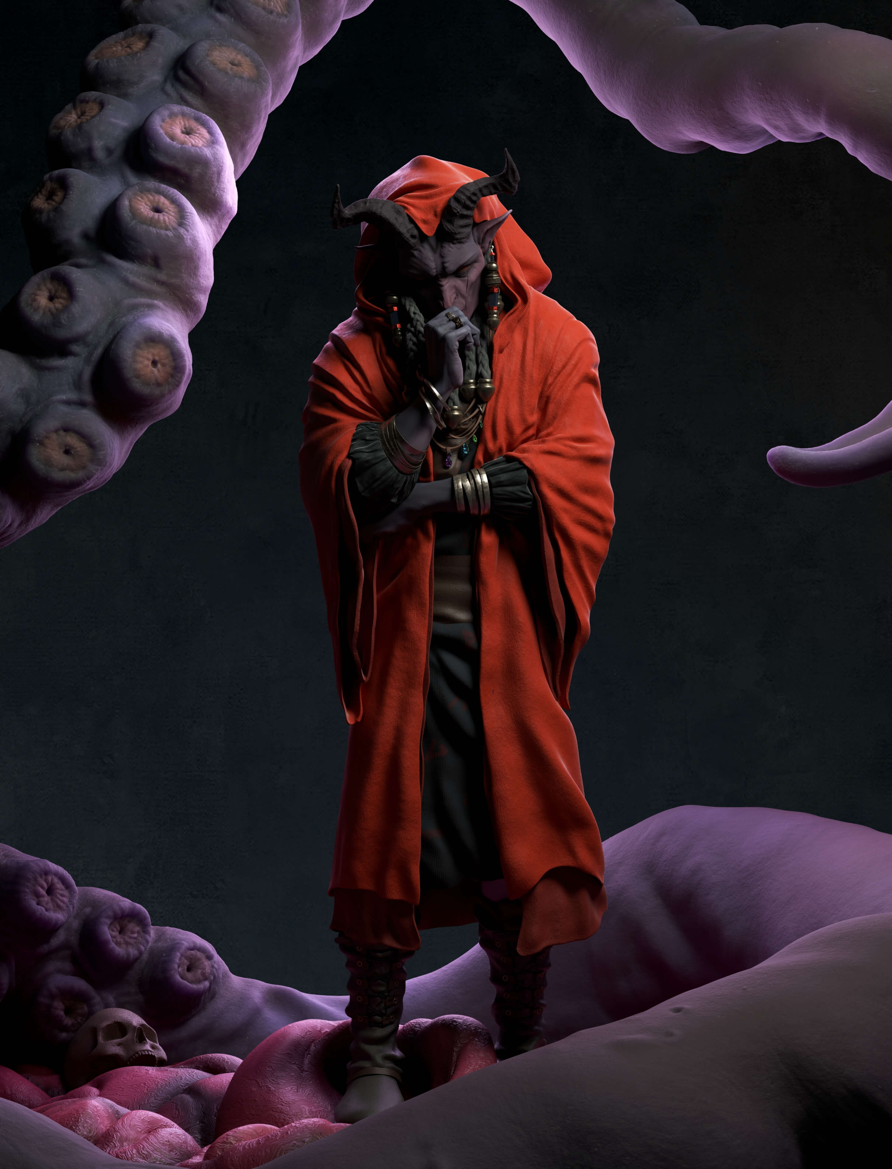 Tiefling and US From Baldurs Gate 3 Fan Art 3D Render