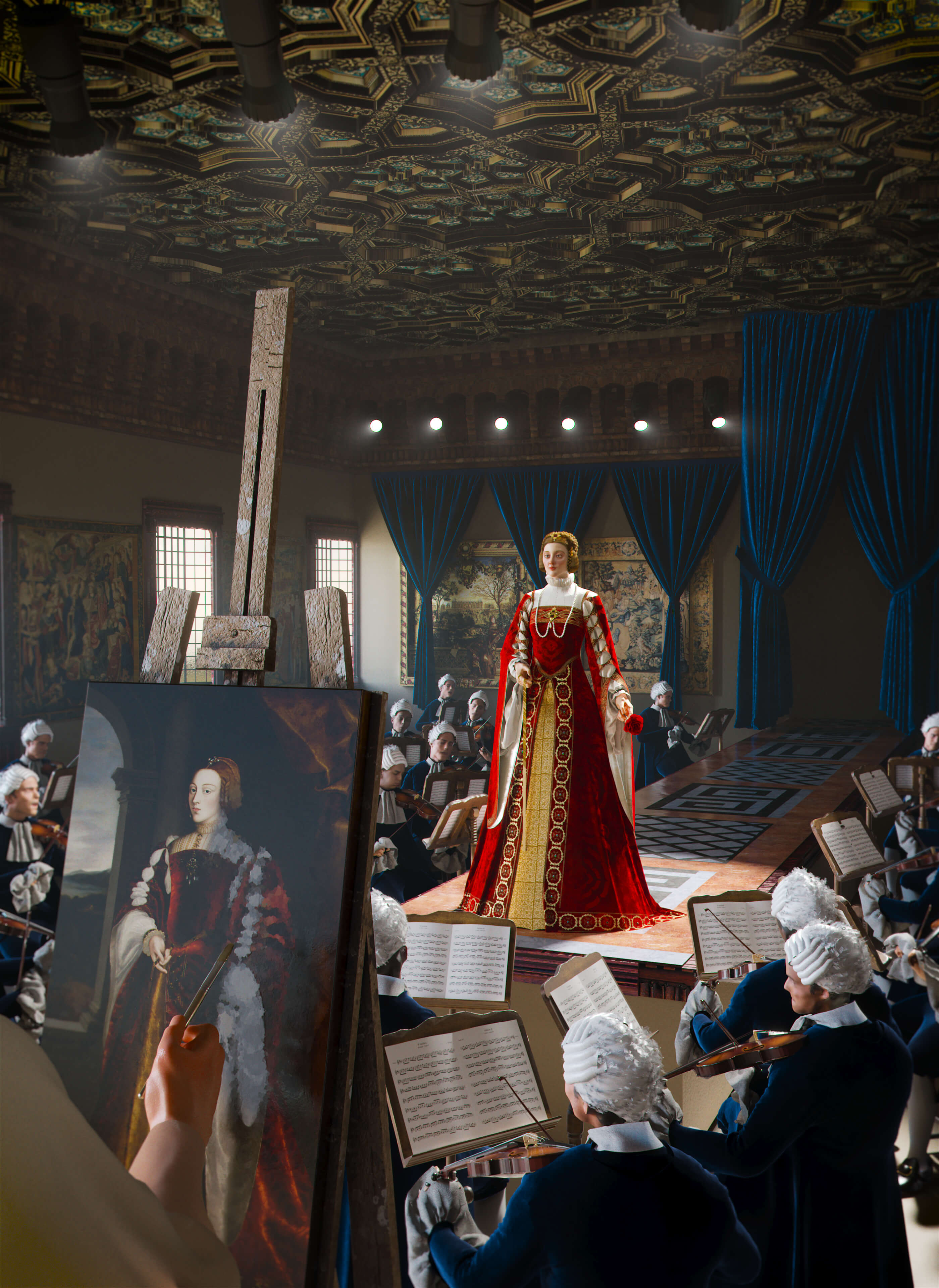 Renaissance Princess Isabel 3D Render by gabrielgardiman