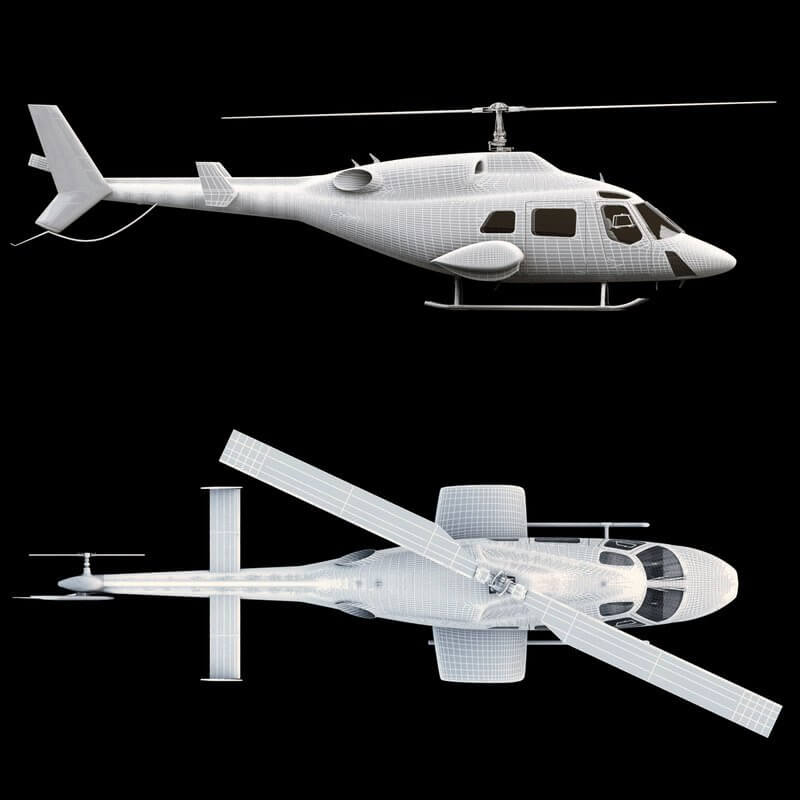 Bell 222 Black - 3D Model by Galva858