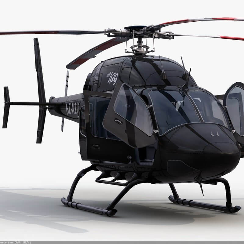 Bell 429 Black Helicopter - 3D Model by Galva858