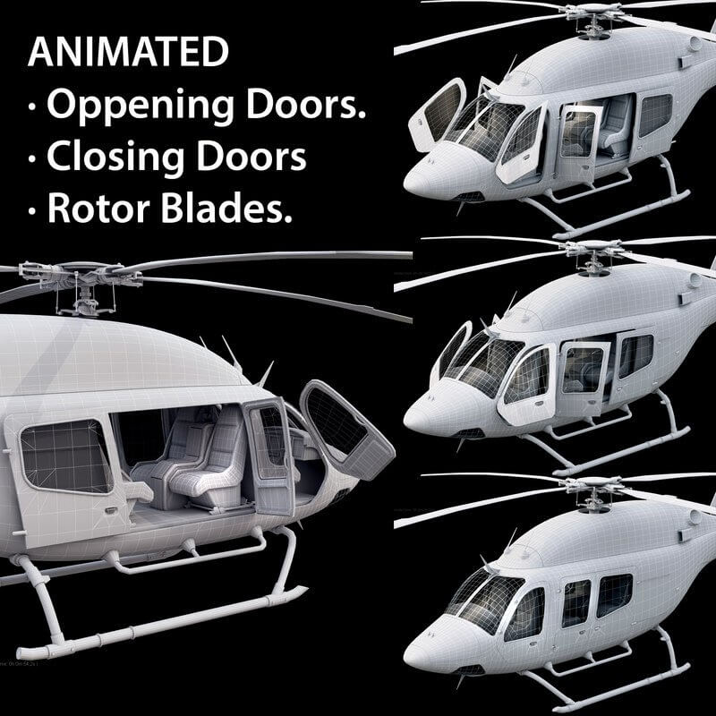Bell 429 Blue - 3D Model by Galva858