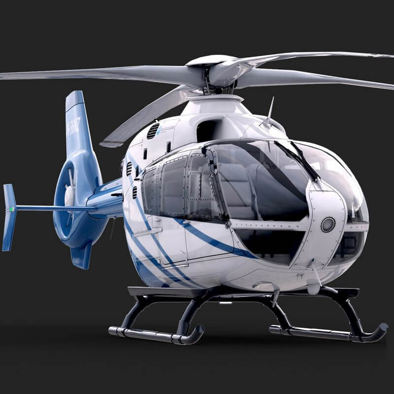 EC 135 Private Blue - 3D Model by Galva858