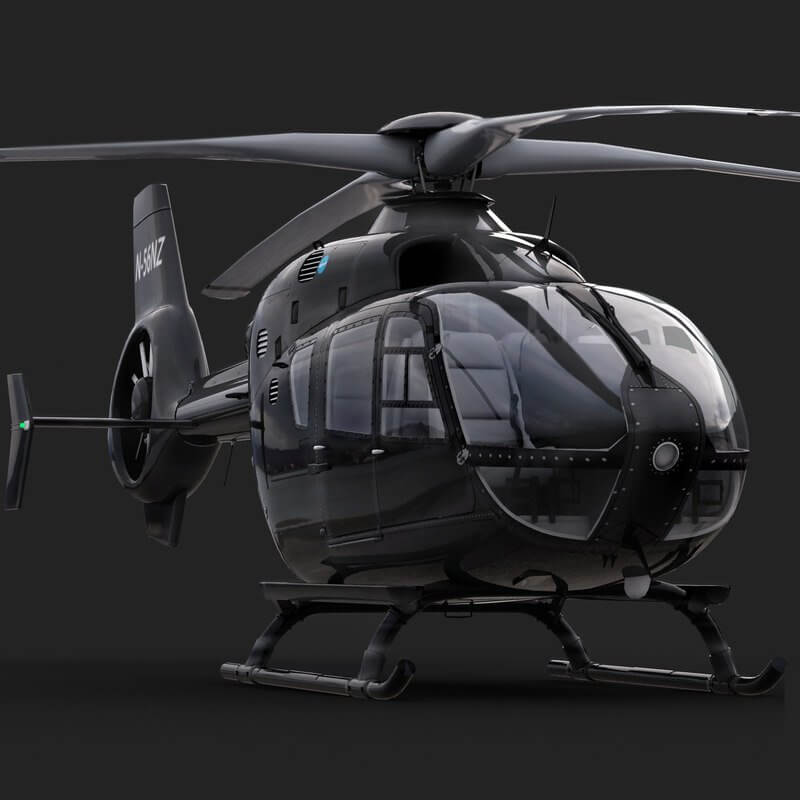 Eurocopter EC 135 Black Helicopter - 3D Model by Galva858