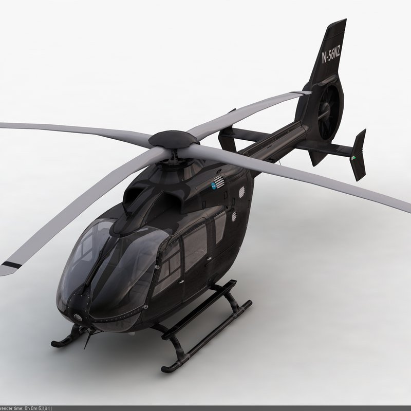 Eurocopter EC 135 Black Helicopter - 3D Model by Galva858
