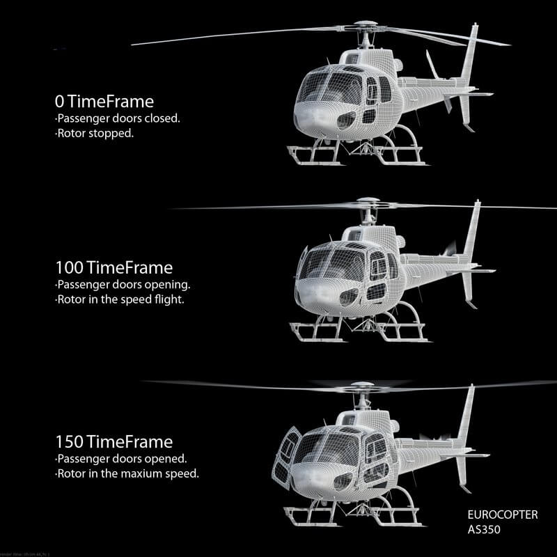 Helicopter AS 350 Blue - 3D Model by Galva858