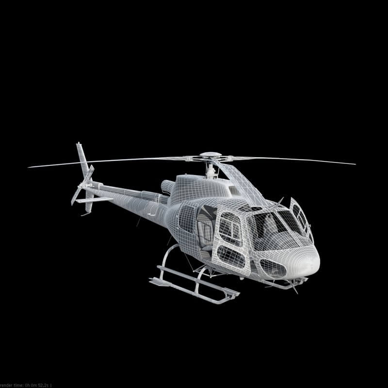 Helicopter AS 350 Blue - 3D Model by Galva858