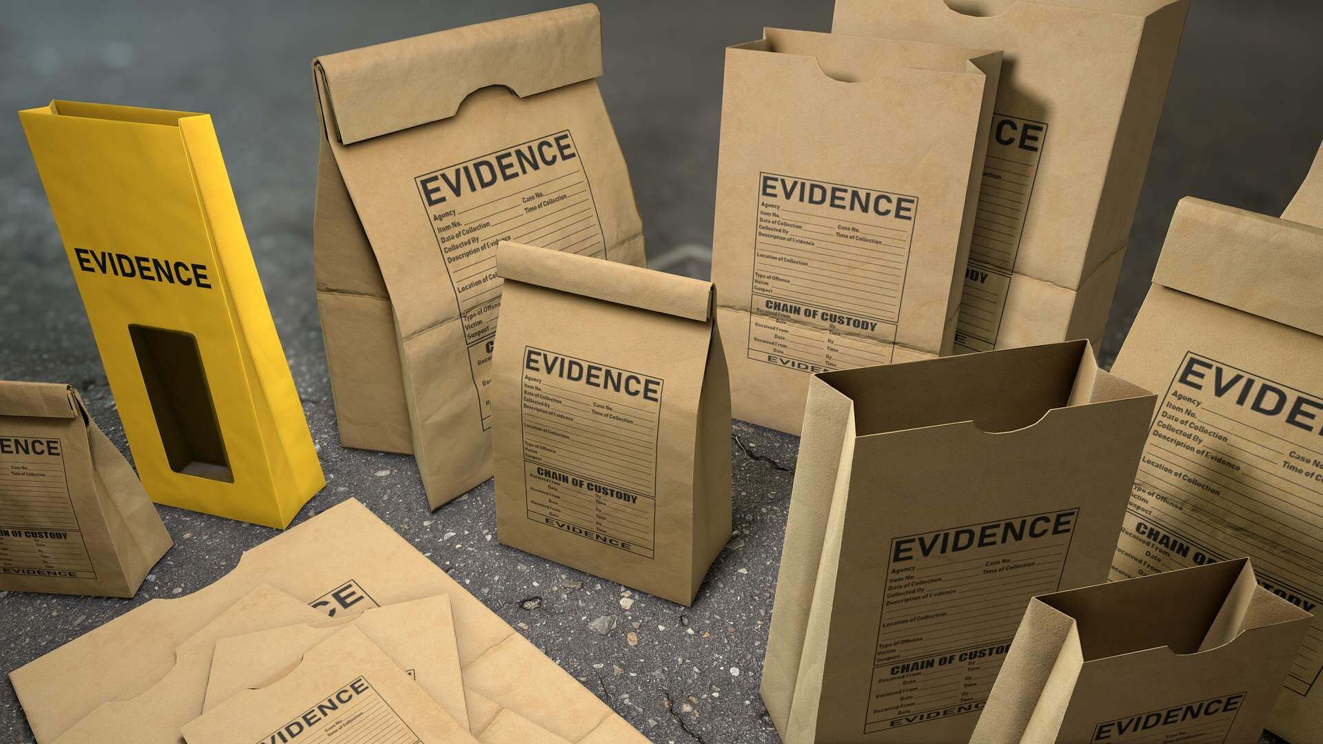 Crime Scenes: Evidence Packages and Boxes - 3D Model by Game-Ready Studios