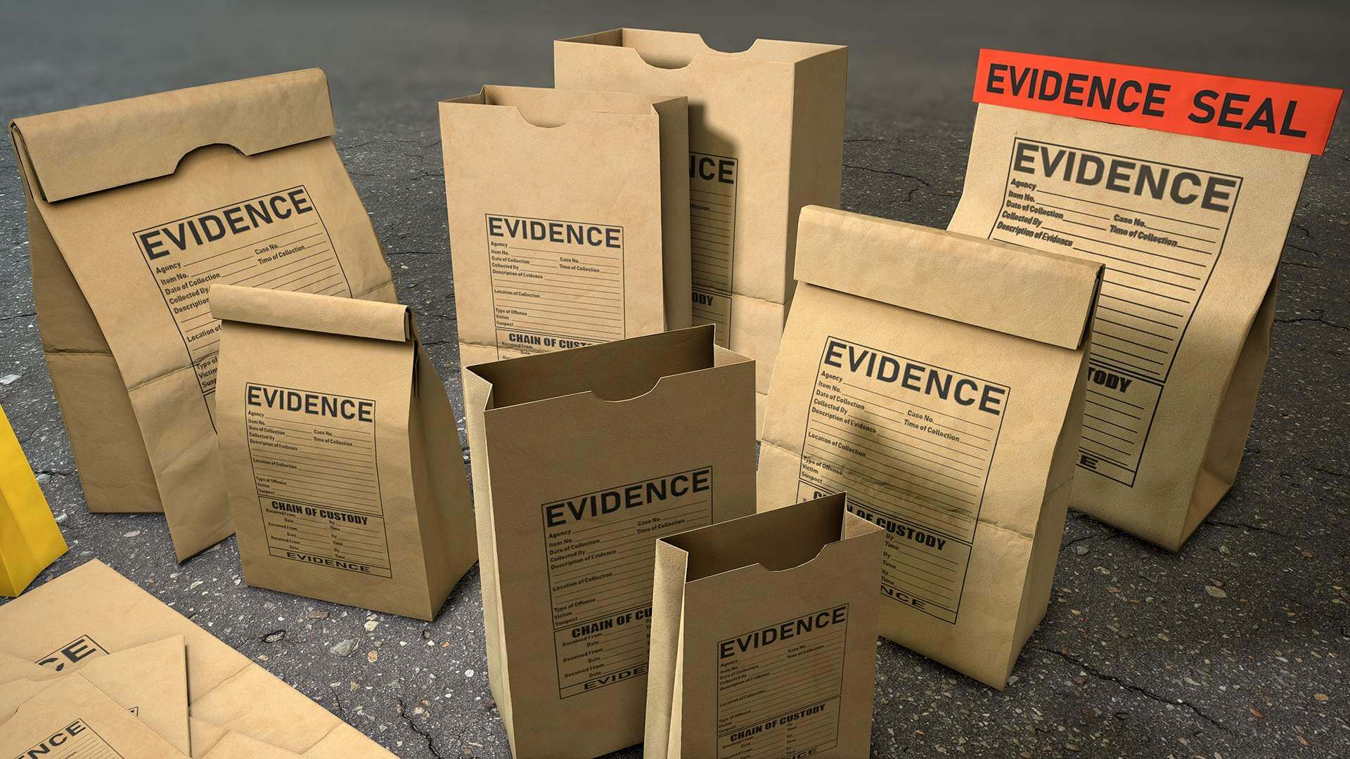 Crime Scenes: Evidence Packages and Boxes - 3D Model by Game-Ready Studios