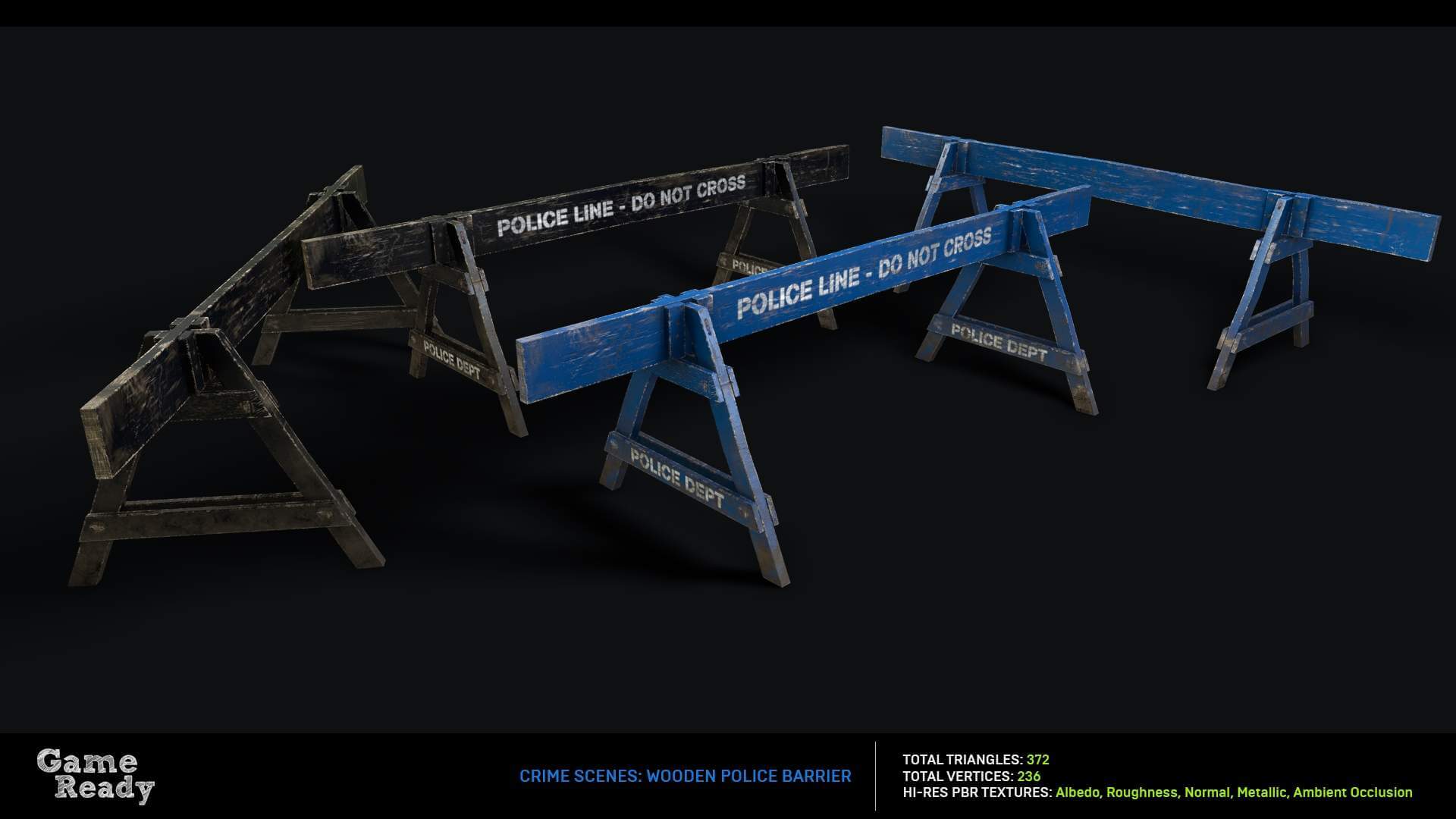 Crime Scenes: Wooden Police Barrier - 3D Model by Game-Ready Studios