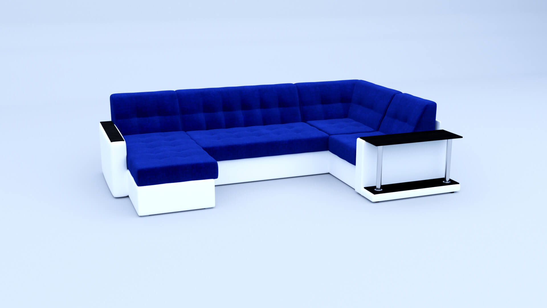 Big Long Blue Sofa - 3D Model by Gedeon