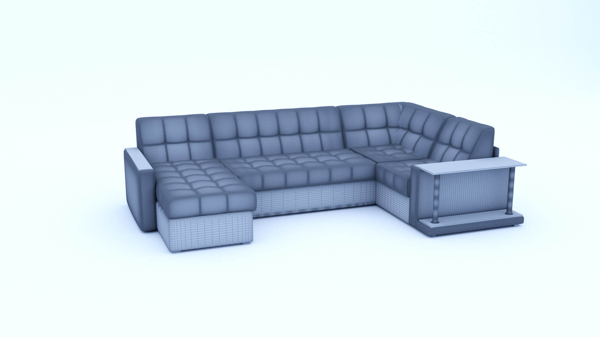 Big Long Blue Sofa - 3D Model by Gedeon