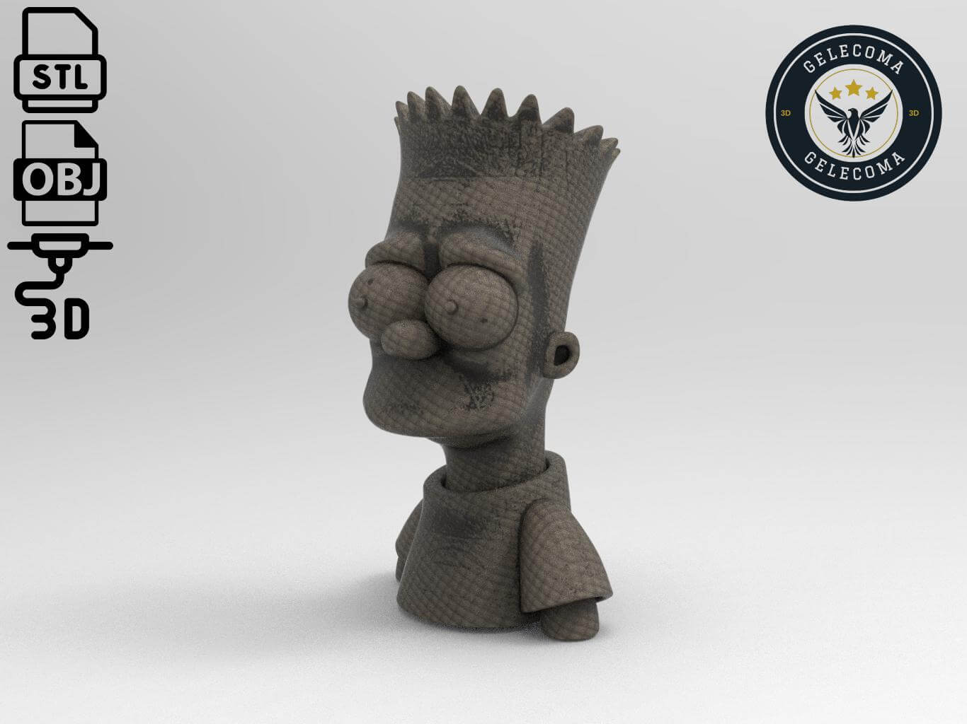Bart Simpson Cartoon 3D Print Model by gelecoma3d