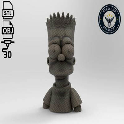 Bart Simpson Cartoon 3D Print Model by gelecoma3d