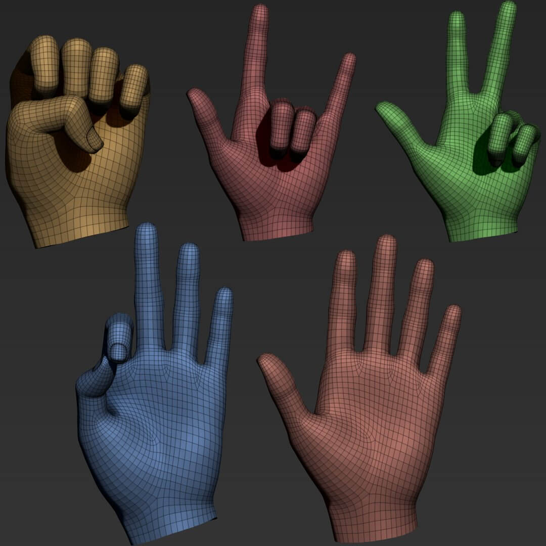 Hand Brushes in 5 Positions - 3D Material or Shader by GenaSabrodil