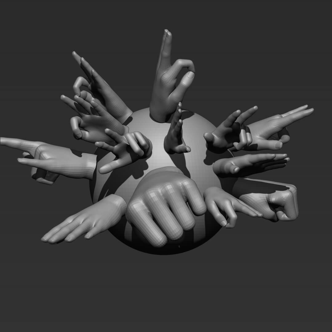Hand Brushes in 5 Positions - 3D Material or Shader by GenaSabrodil