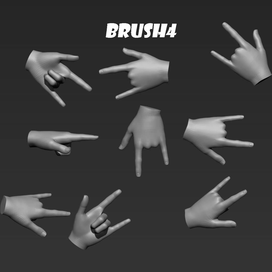Hand Brushes in 5 Positions - 3D Material or Shader by GenaSabrodil