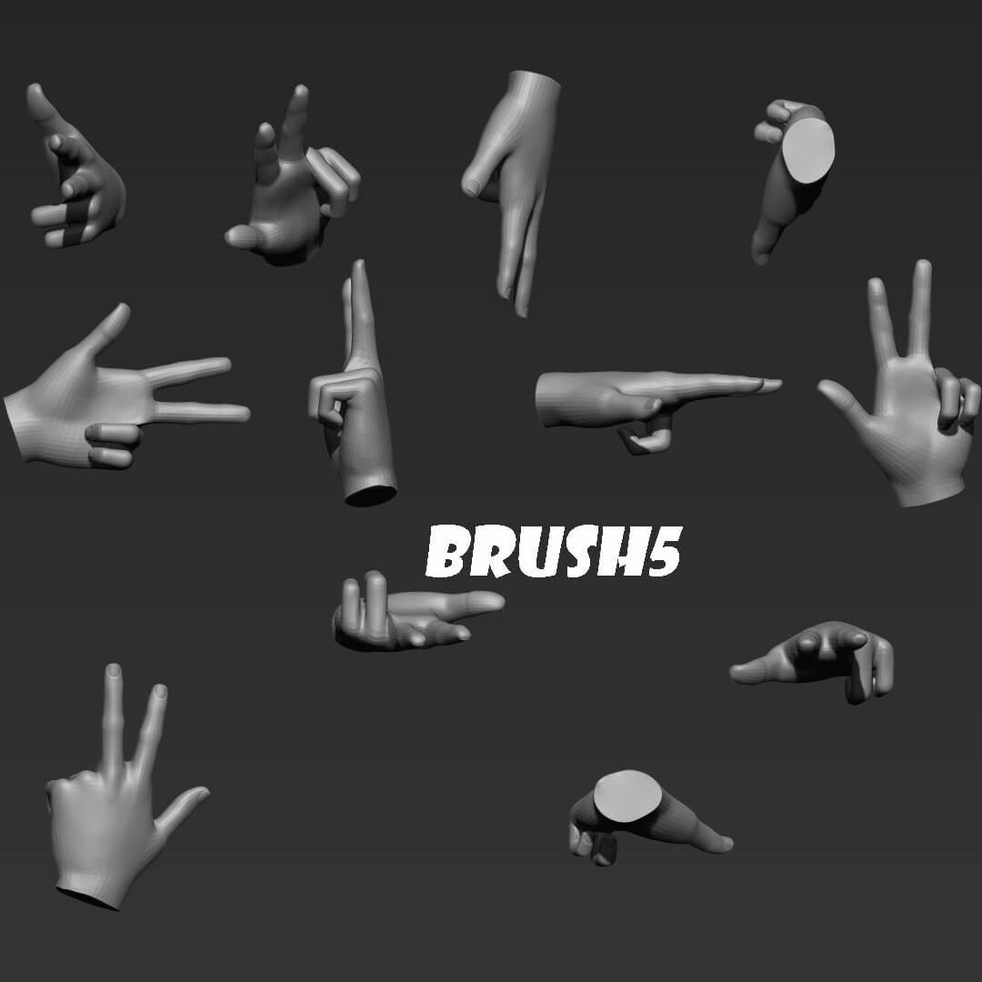 Hand Brushes in 5 Positions - 3D Material or Shader by GenaSabrodil