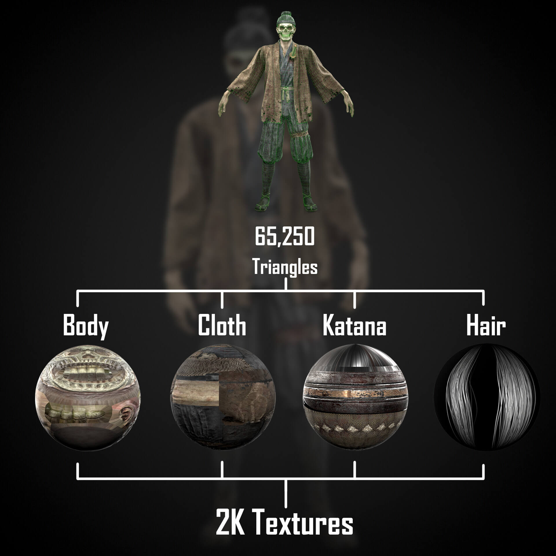 Undead Ronin 3D Render, Digital Art by GenaSabrodil