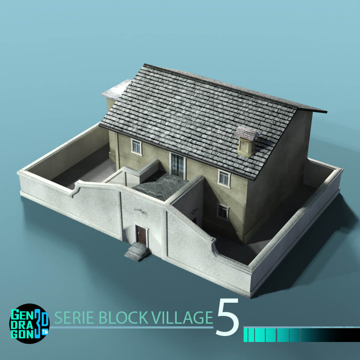 Block Village 5 - Free 3D Model by gendragon3d