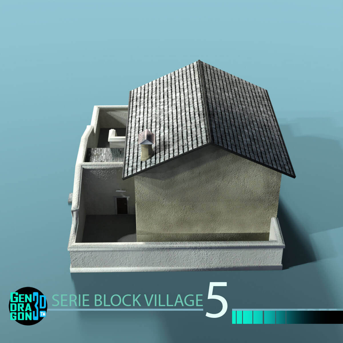 Block Village 5 - Free 3D Model by gendragon3d