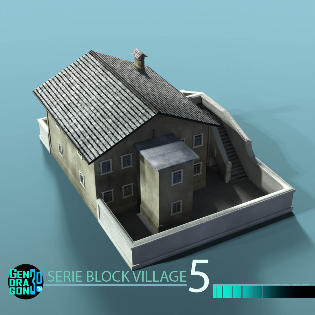 Block Village 5 - Free 3D Model by gendragon3d