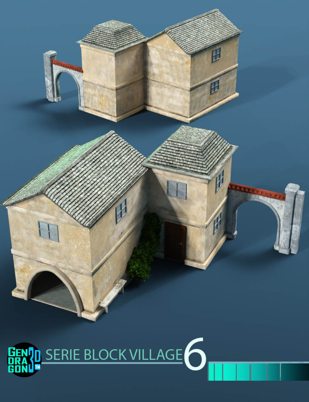 Block Village 6 - Free 3D Model by gendragon3d