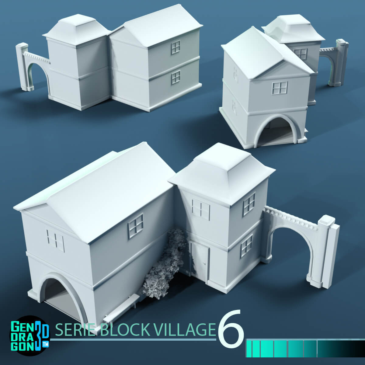 Block Village 6 - Free 3D Model by gendragon3d