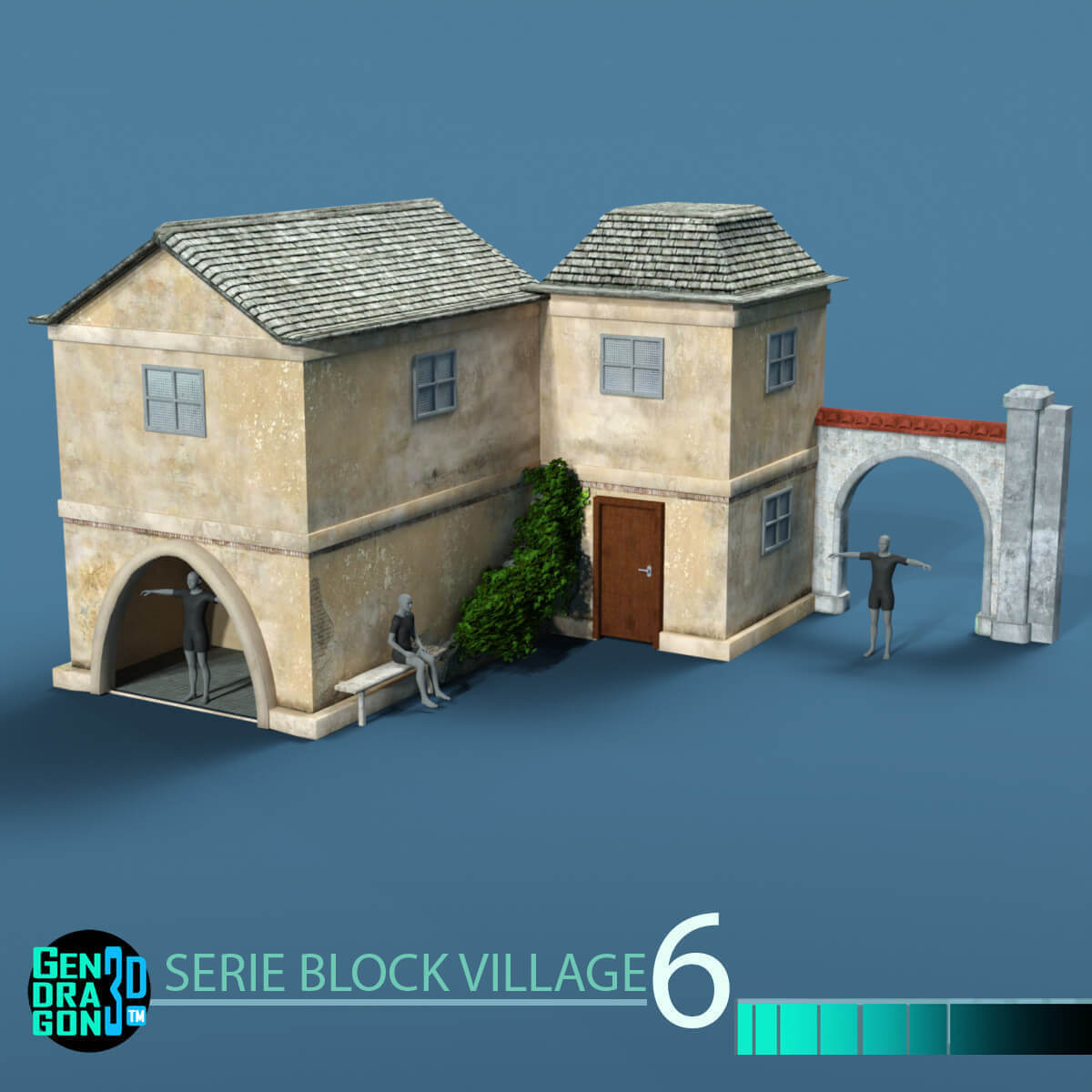Block Village 6 - Free 3D Model by gendragon3d