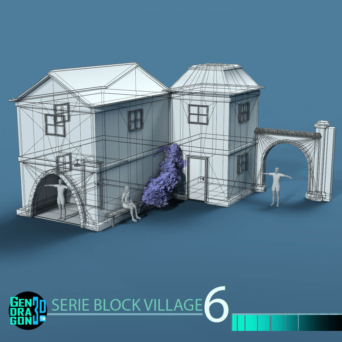 Block Village 6 - Free 3D Model by gendragon3d