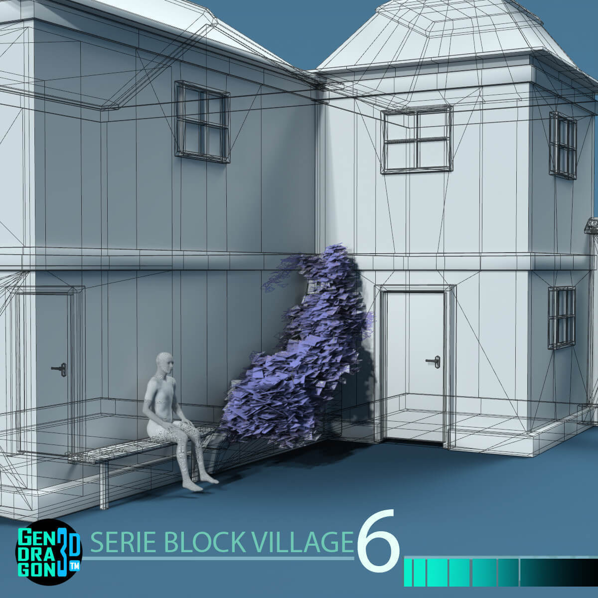 Block Village 6 - Free 3D Model by gendragon3d