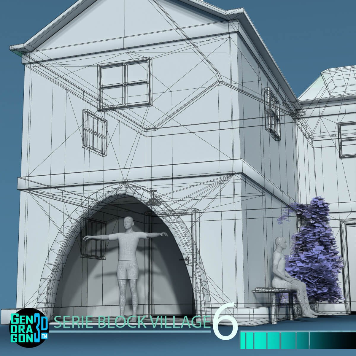 Block Village 6 - Free 3D Model by gendragon3d