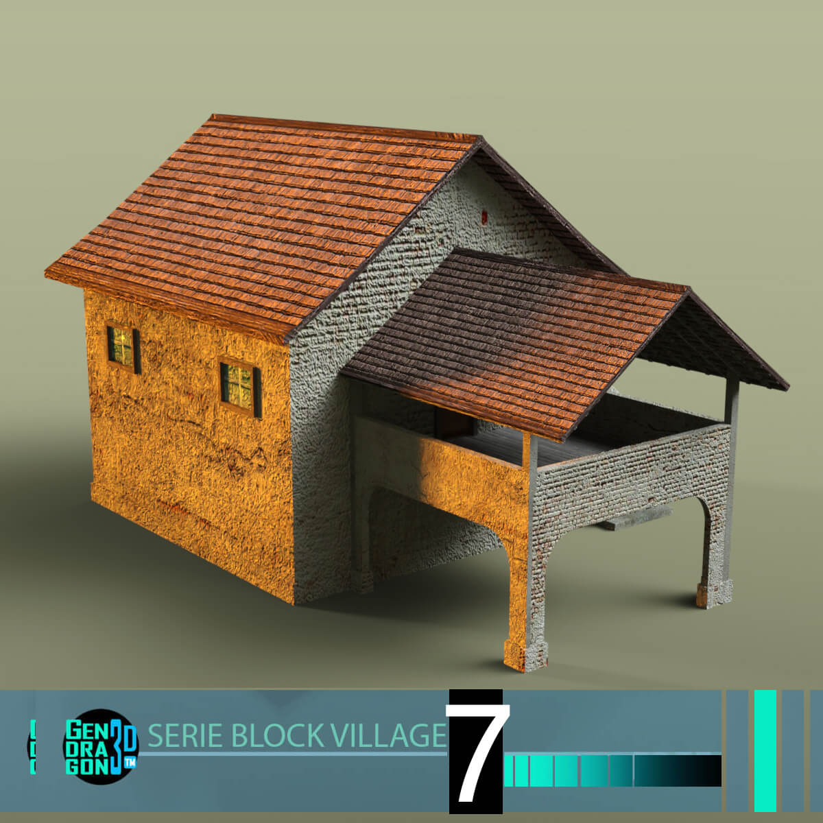 Block Village 7 - Free 3D Model by gendragon3d