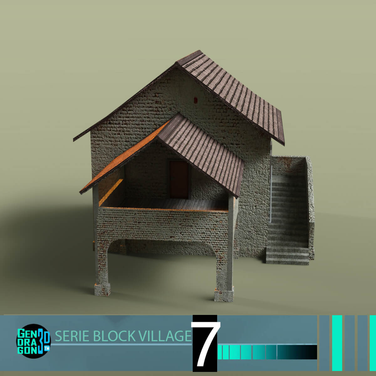 Block Village 7 - Free 3D Model by gendragon3d