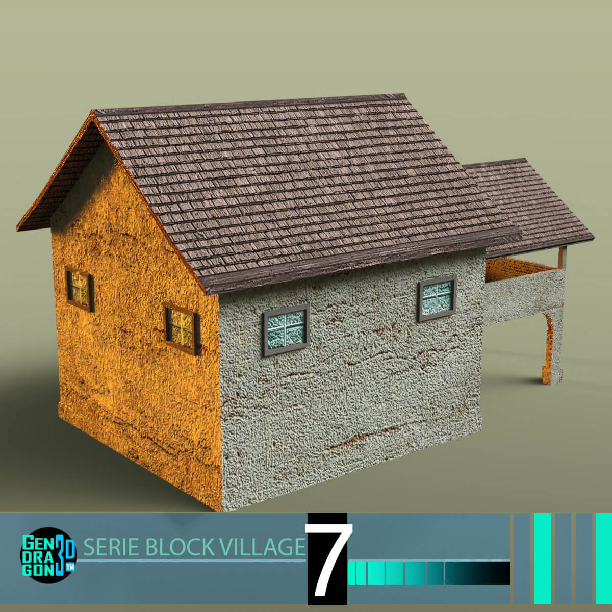 Block Village 7 - Free 3D Model by gendragon3d