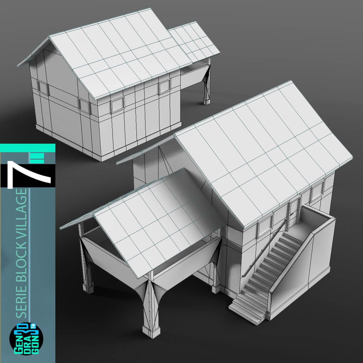 Block Village 7 - Free 3D Model by gendragon3d