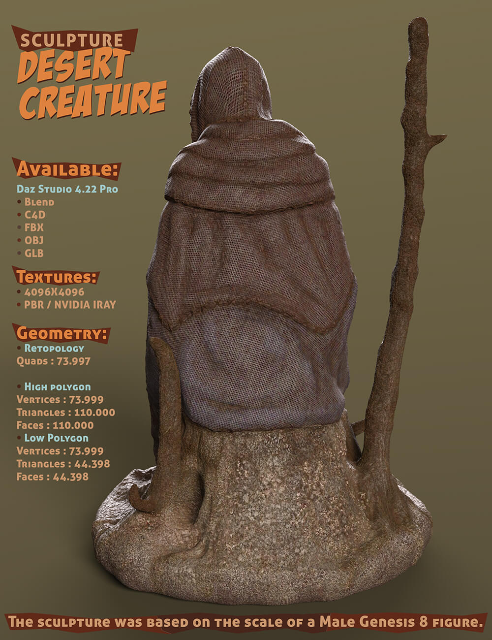 Desert Creature Sculpture - Free 3D Model by gendragon3d